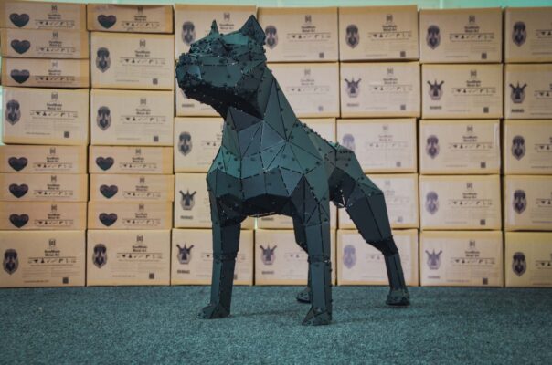 3D Metal Geometric Pitbull Large Statue - Berling Design