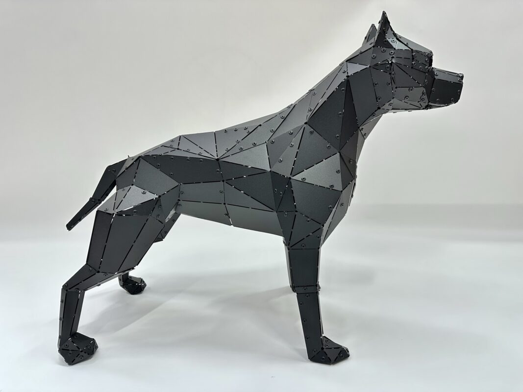 3D Metal Geometric Pitbull Large Statue - Berling Design