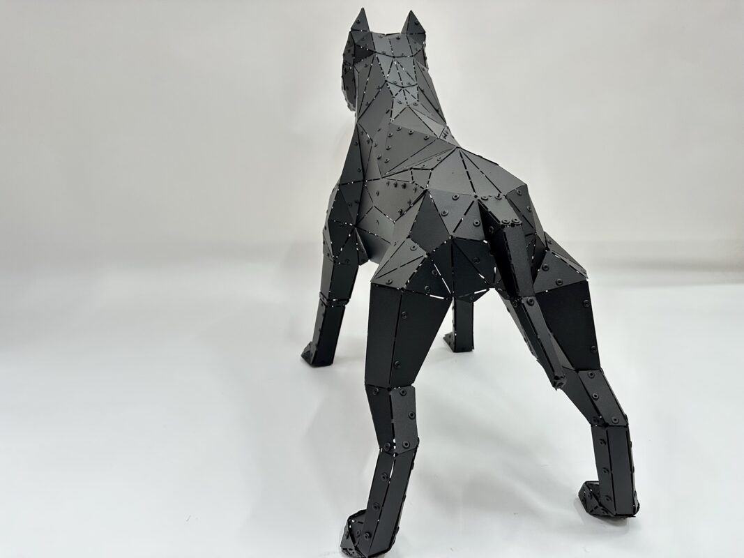 3D Metal Geometric Pitbull Large Statue - Berling Design