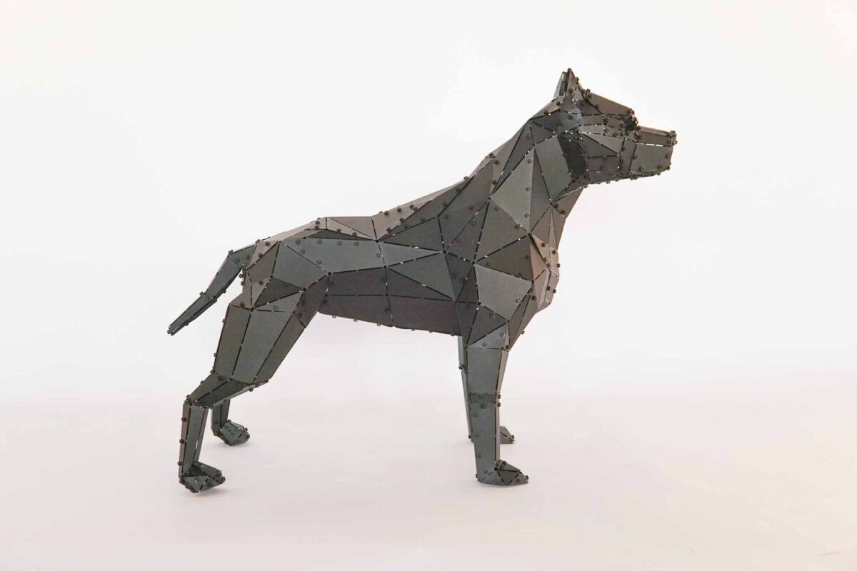 3D Metal Geometric Pitbull Large Statue - Berling Design