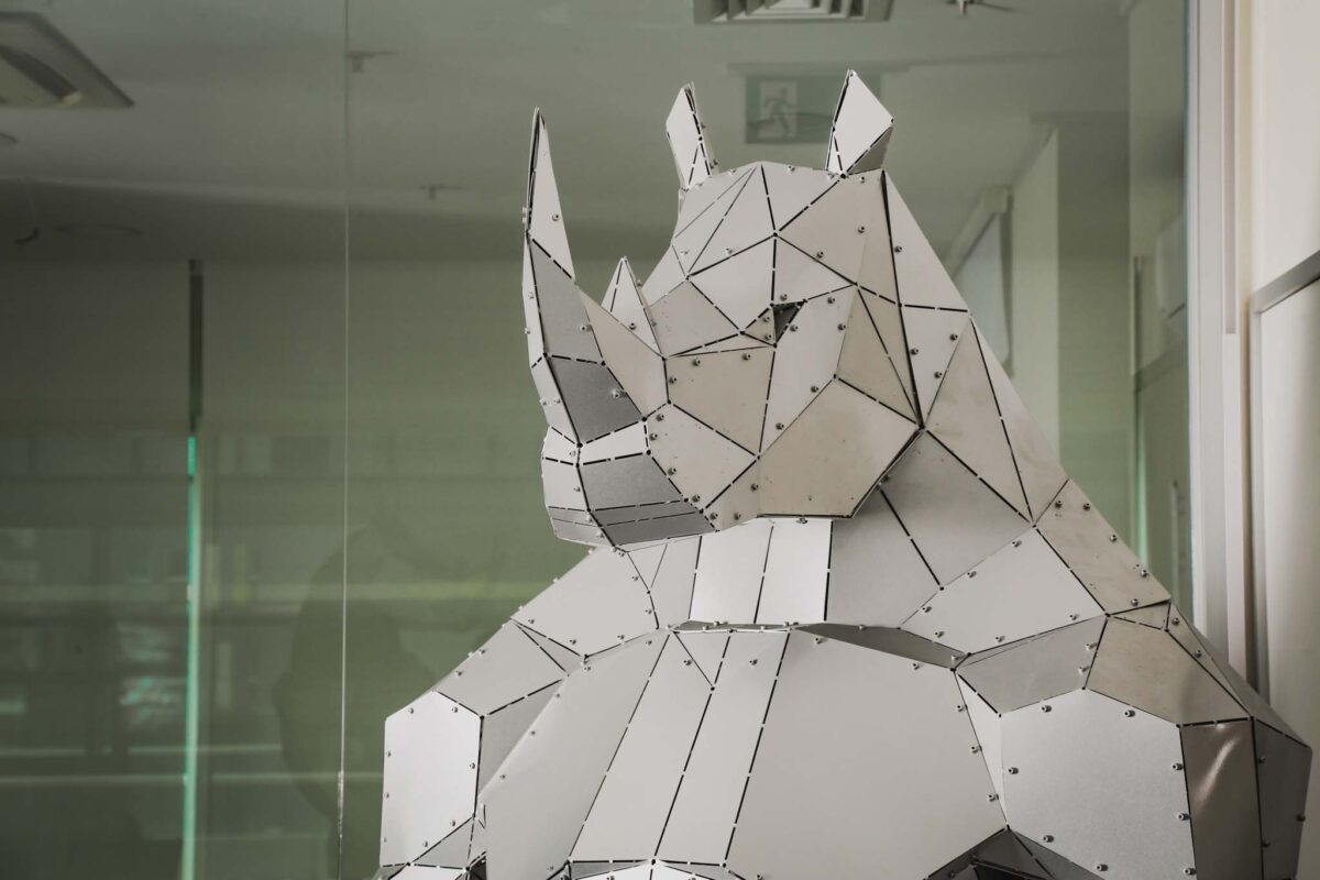 3D Metal Geometric Rocksteady Statue - Berling Design